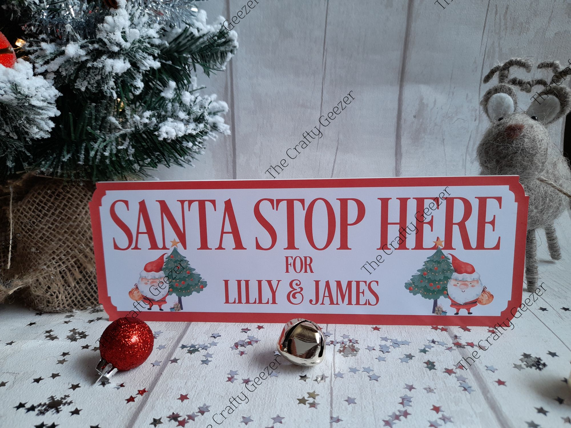 Santa Stop Here Street Sign