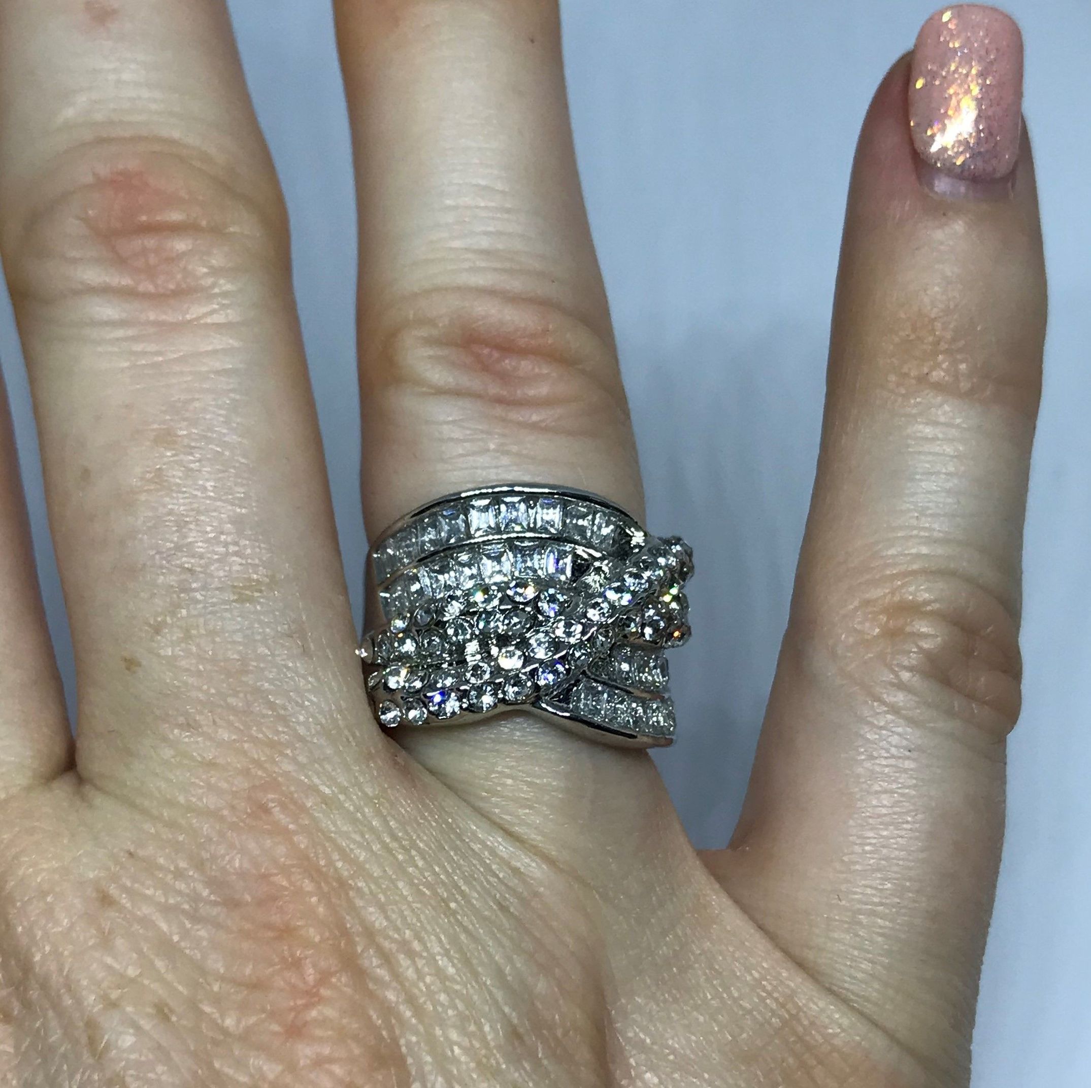 Layered crystal ring - size 5