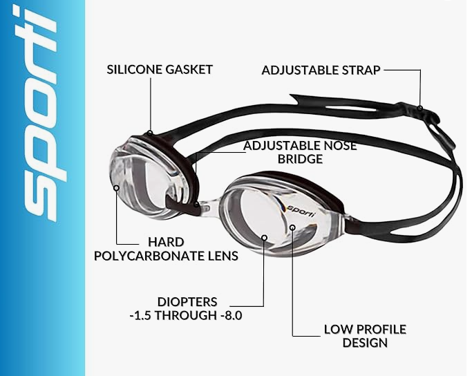 SPORTI Antifog S2 Swimming Goggle with Prescription Lens