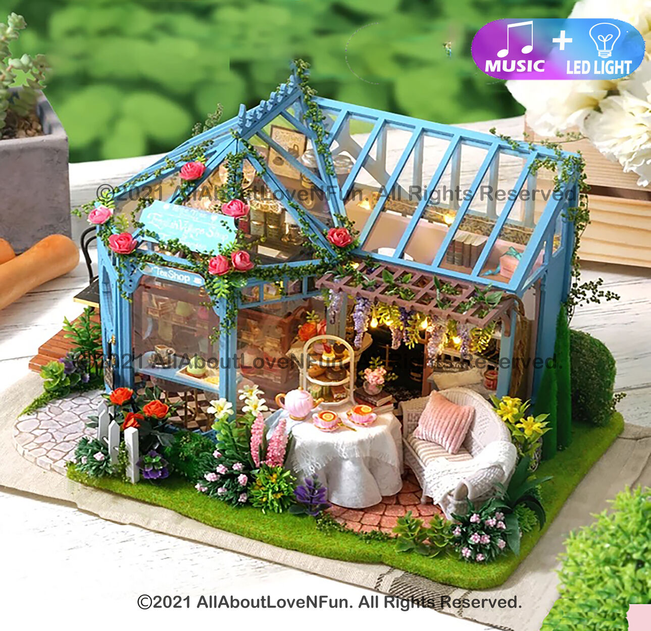 Dolls & Miniatures 1:48 Quarter Scale Dollhouse Miniature Rose Garden ...