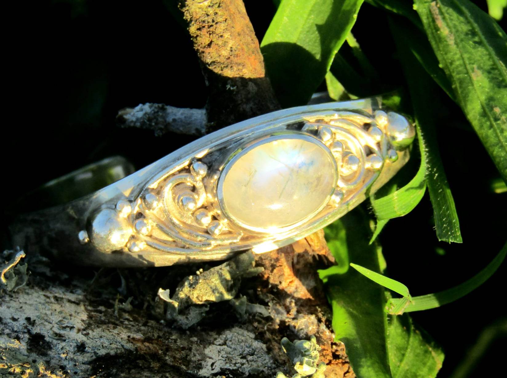 Rainbow Moonstone Bangle