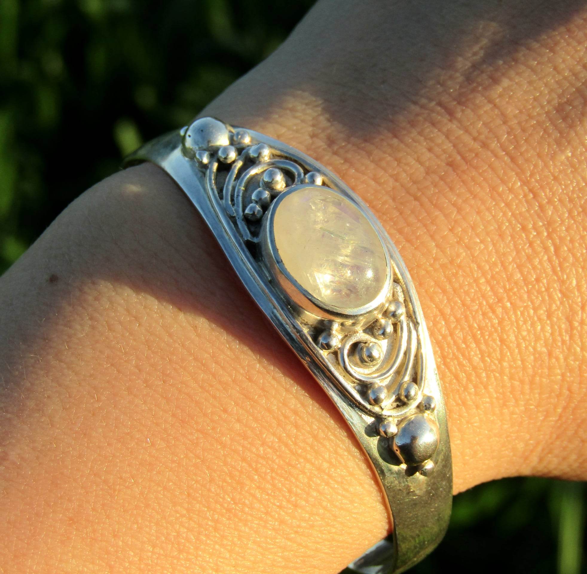 Rainbow Moonstone Bangle