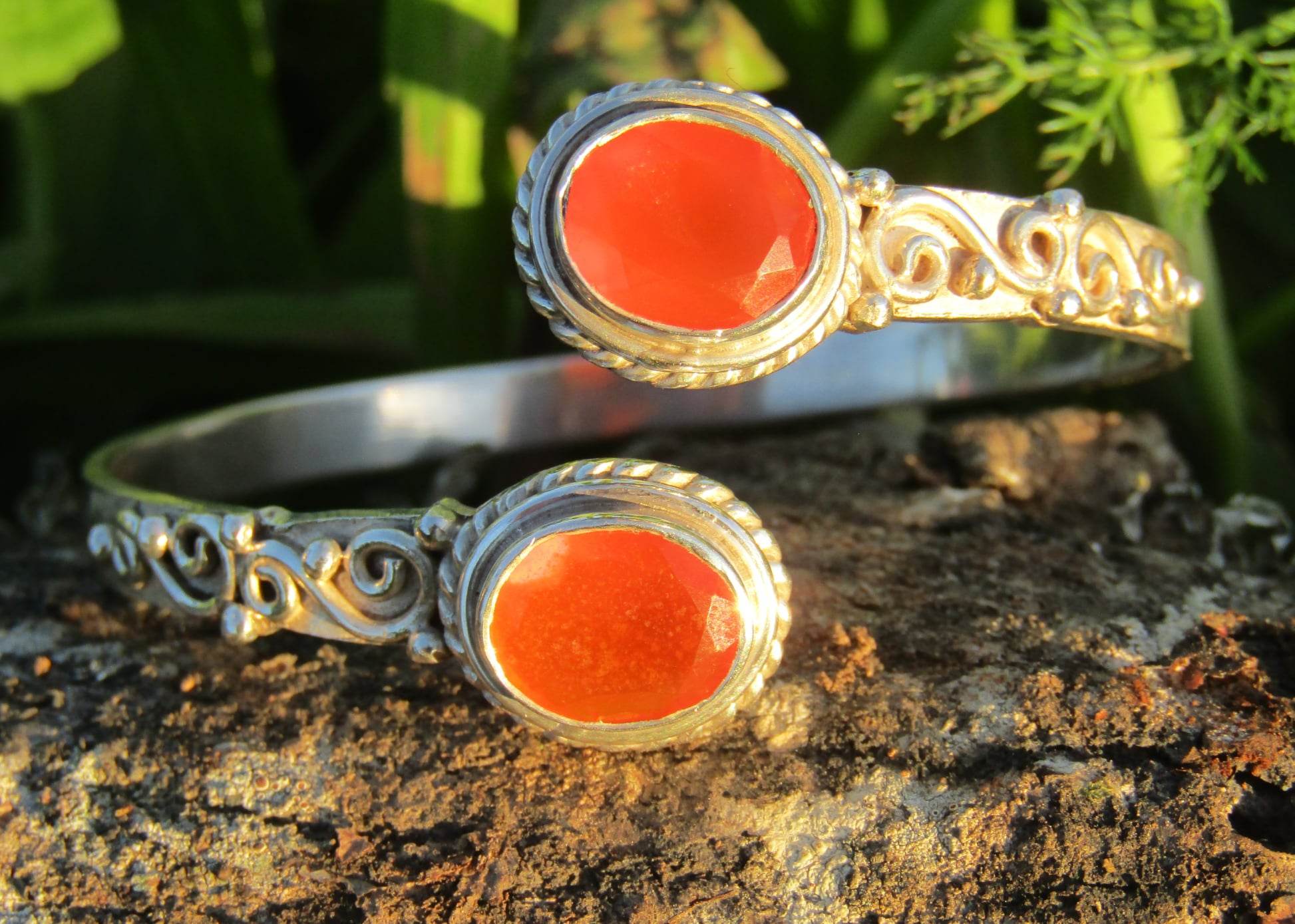 Carnelian double stoned Bangle