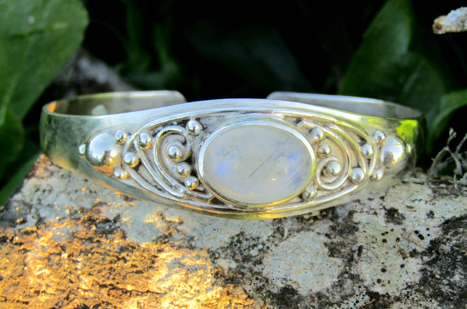 Rainbow Moonstone Bangle