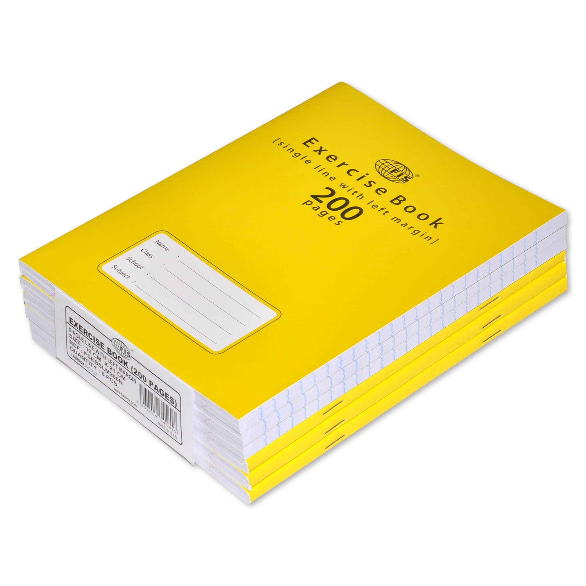 Exercise book single line with right margin 200 pages