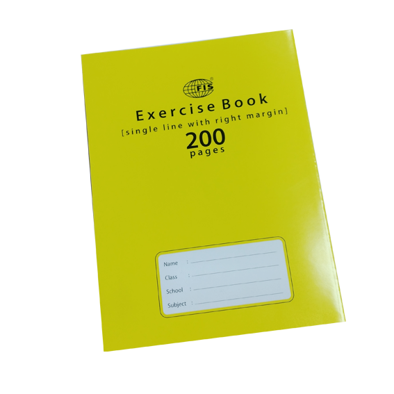 Exercise book single line with right margin 200 pages