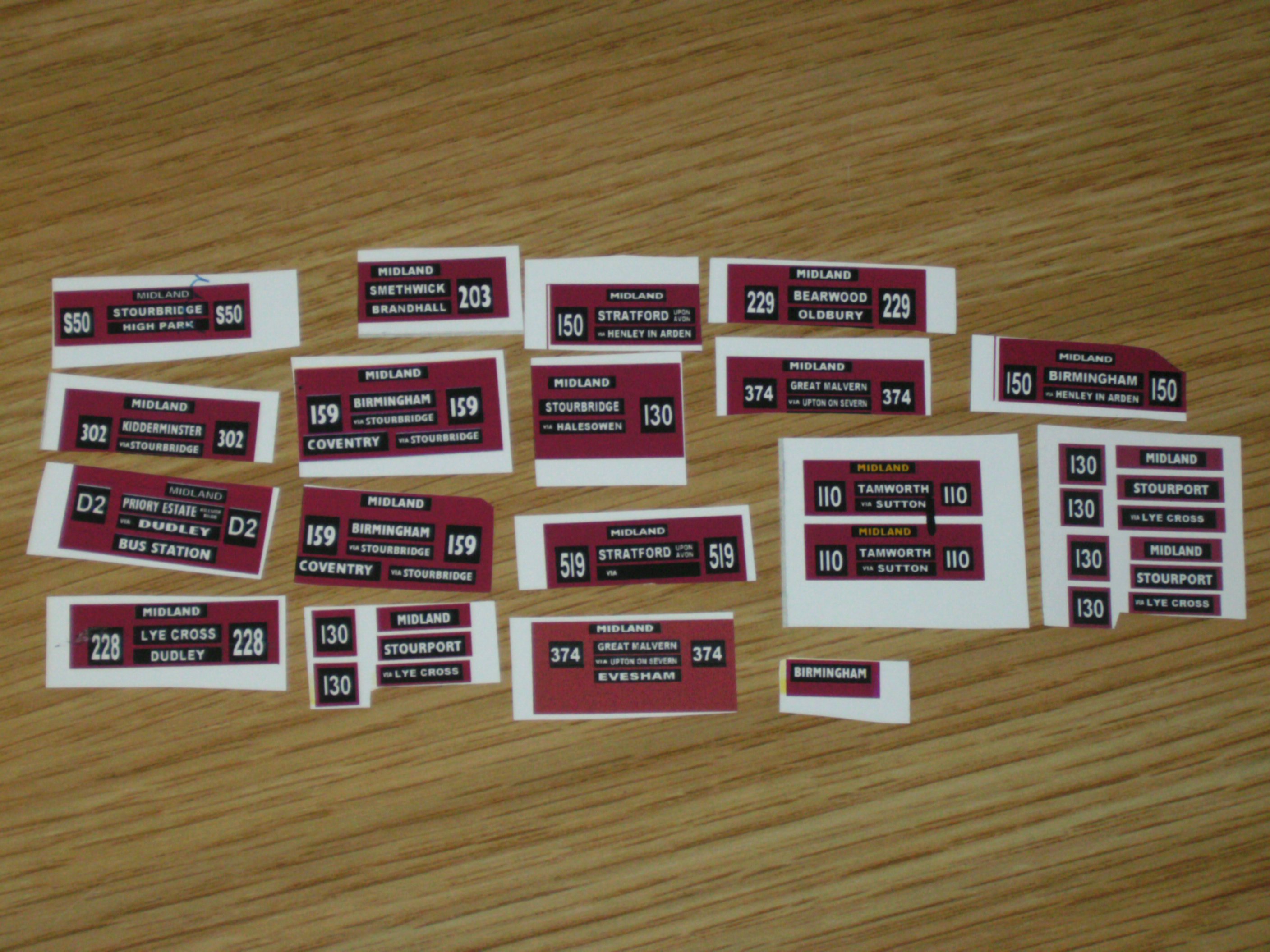 101 To 200 Model Bus Route/Destination Numbers