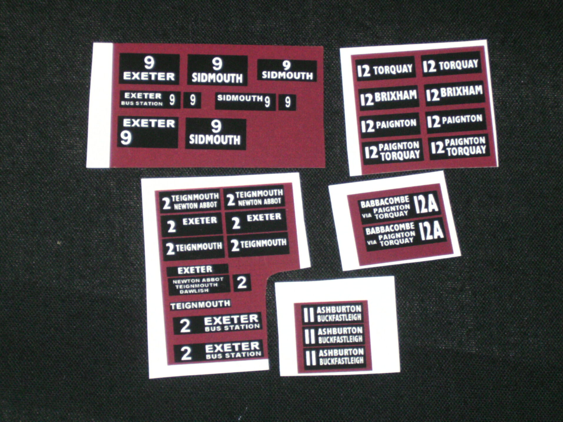 Set 1 Devon General Bus Destination Blinds 1.76th/00 Scale