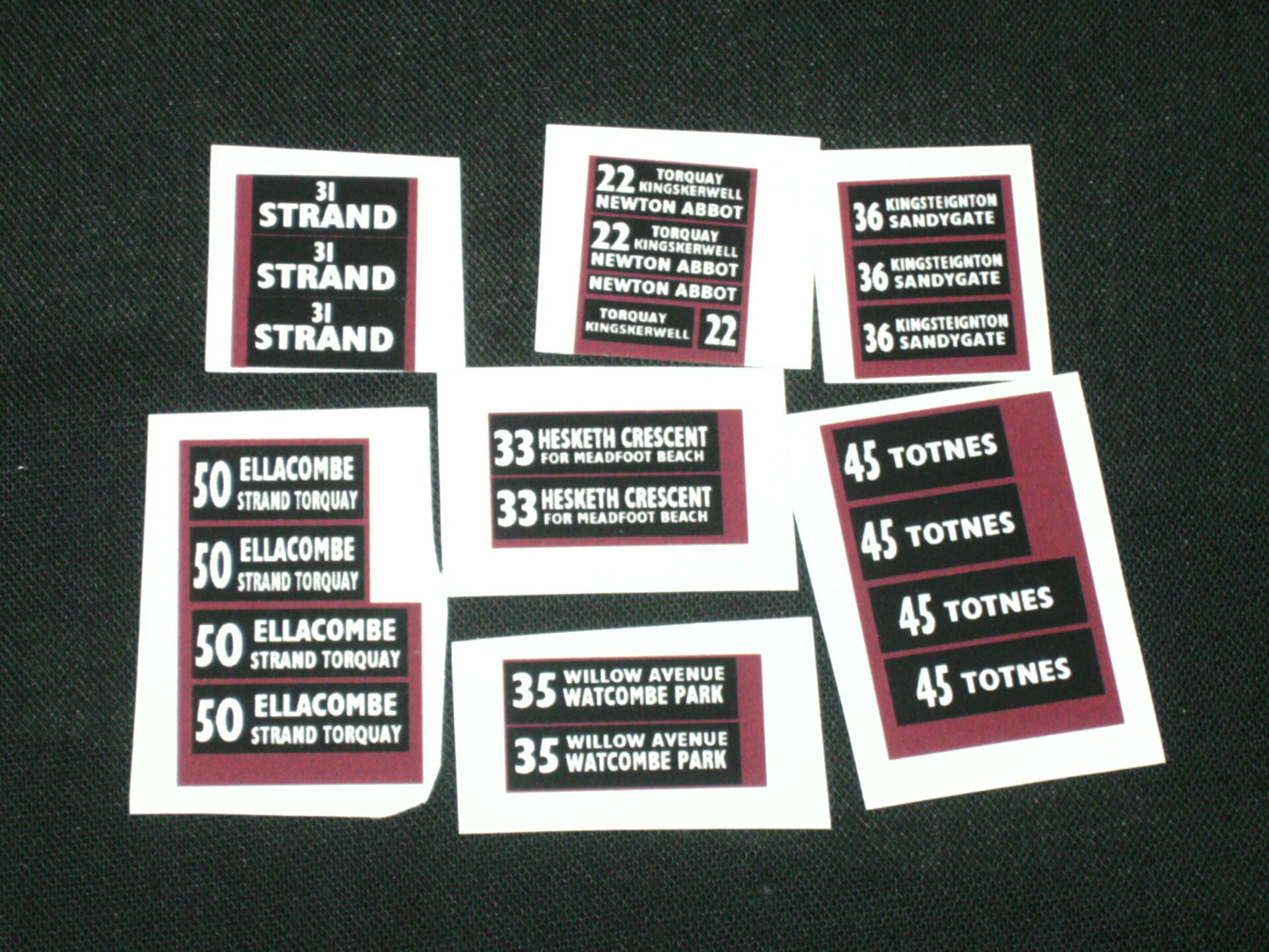 Set 3 Devon General Bus Destination Blinds 1.76th/00 Scale