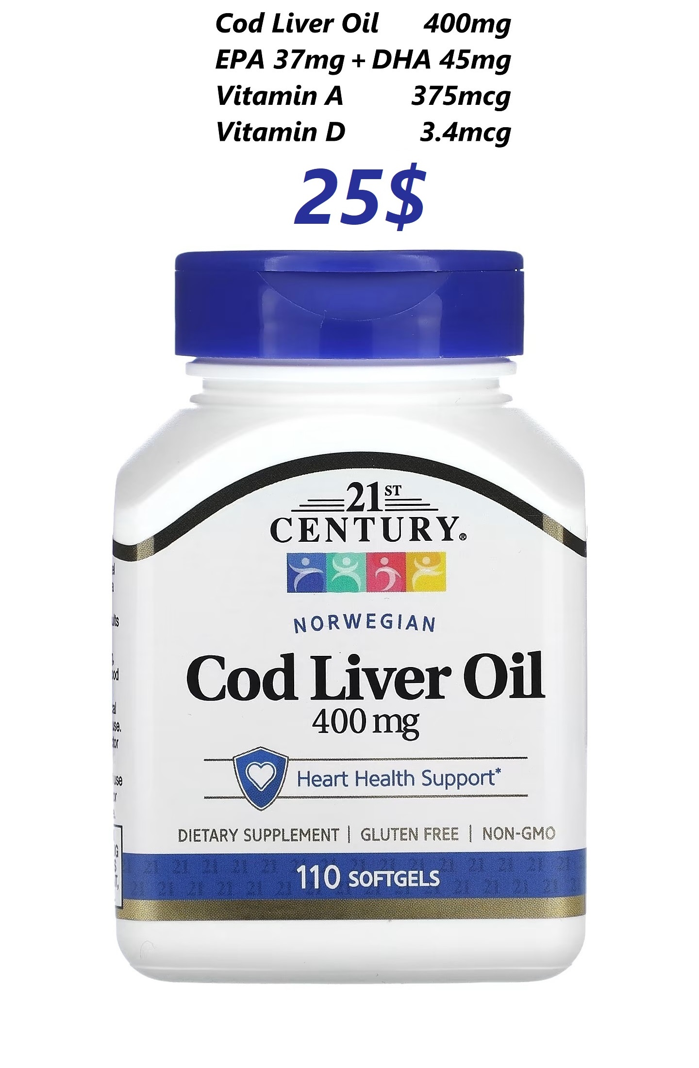 Cod Liver Oil 400mg 110' - 21st Century