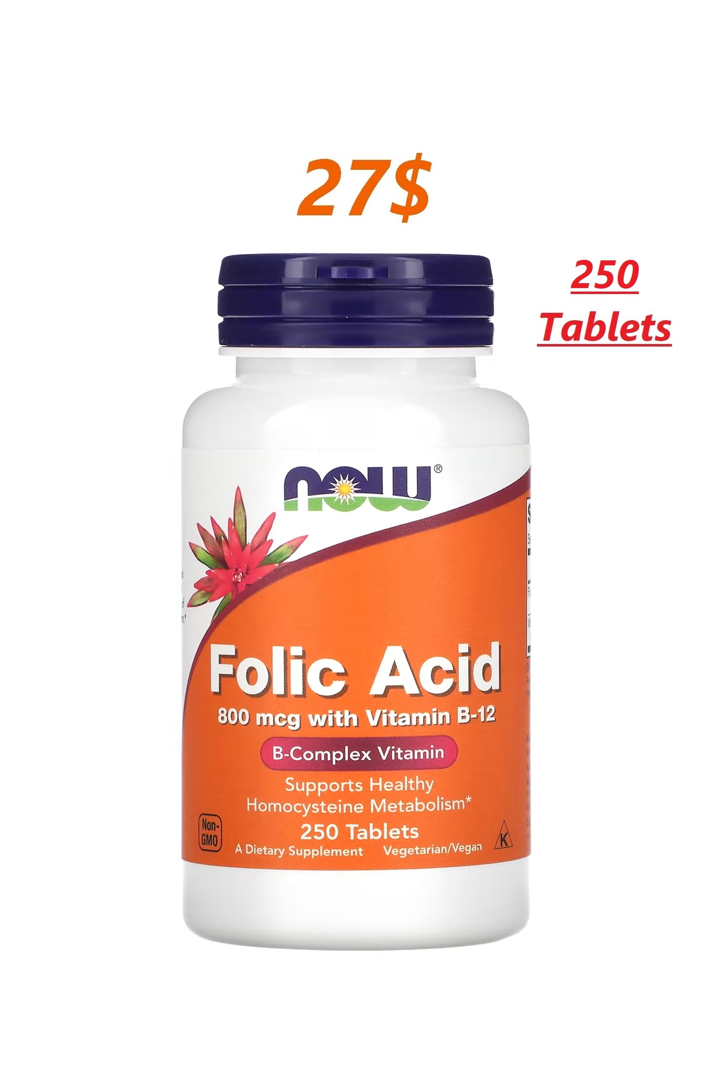 Folic Acid 800mcg 250' - NOW