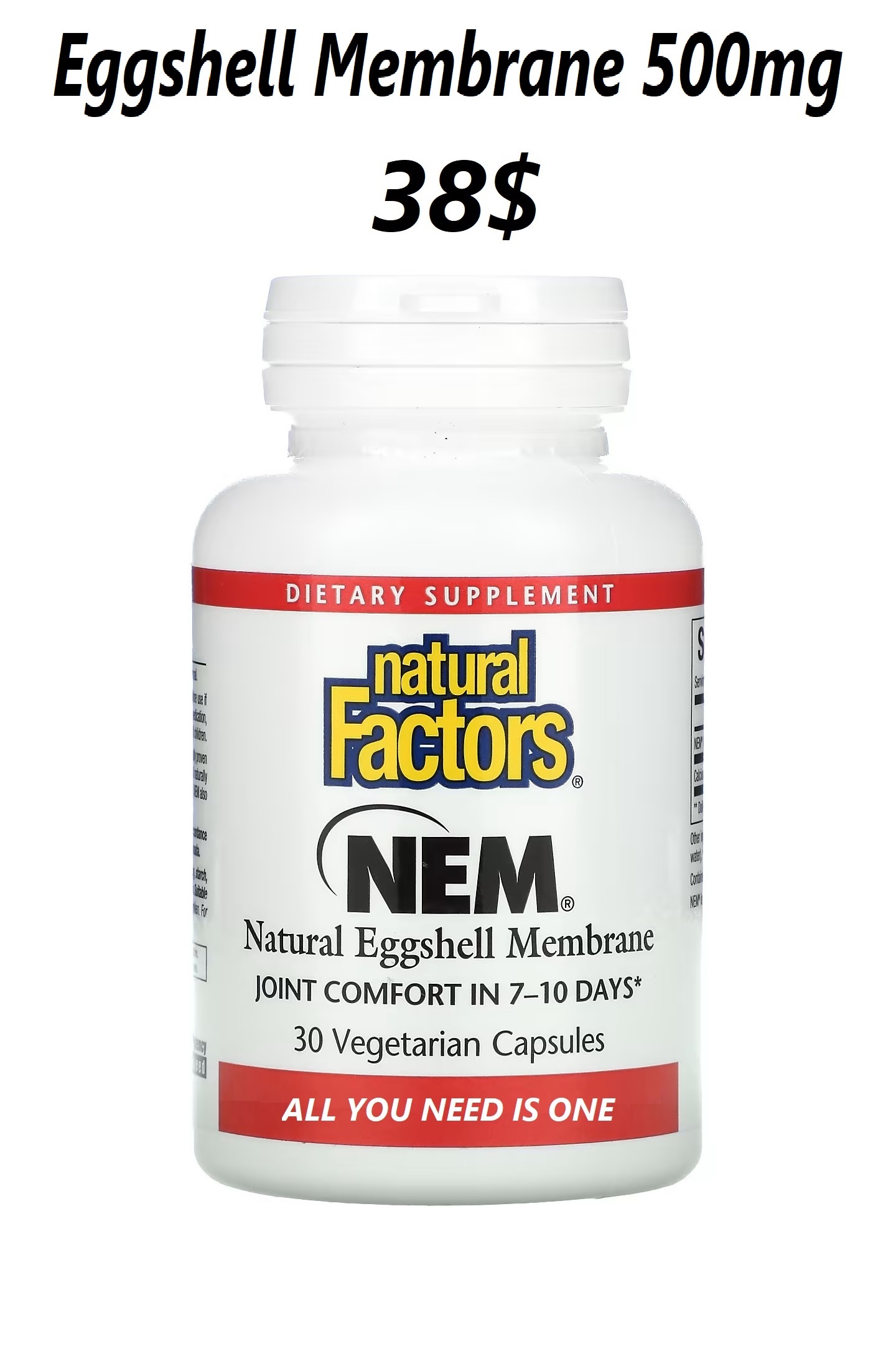 NEM 500mg 30' - Natural Factors (Eggshell Membrane)