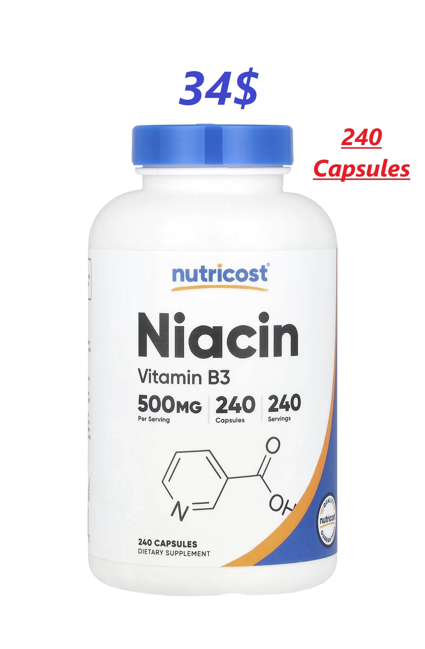 Niacin 500mg 240' - Nutricost