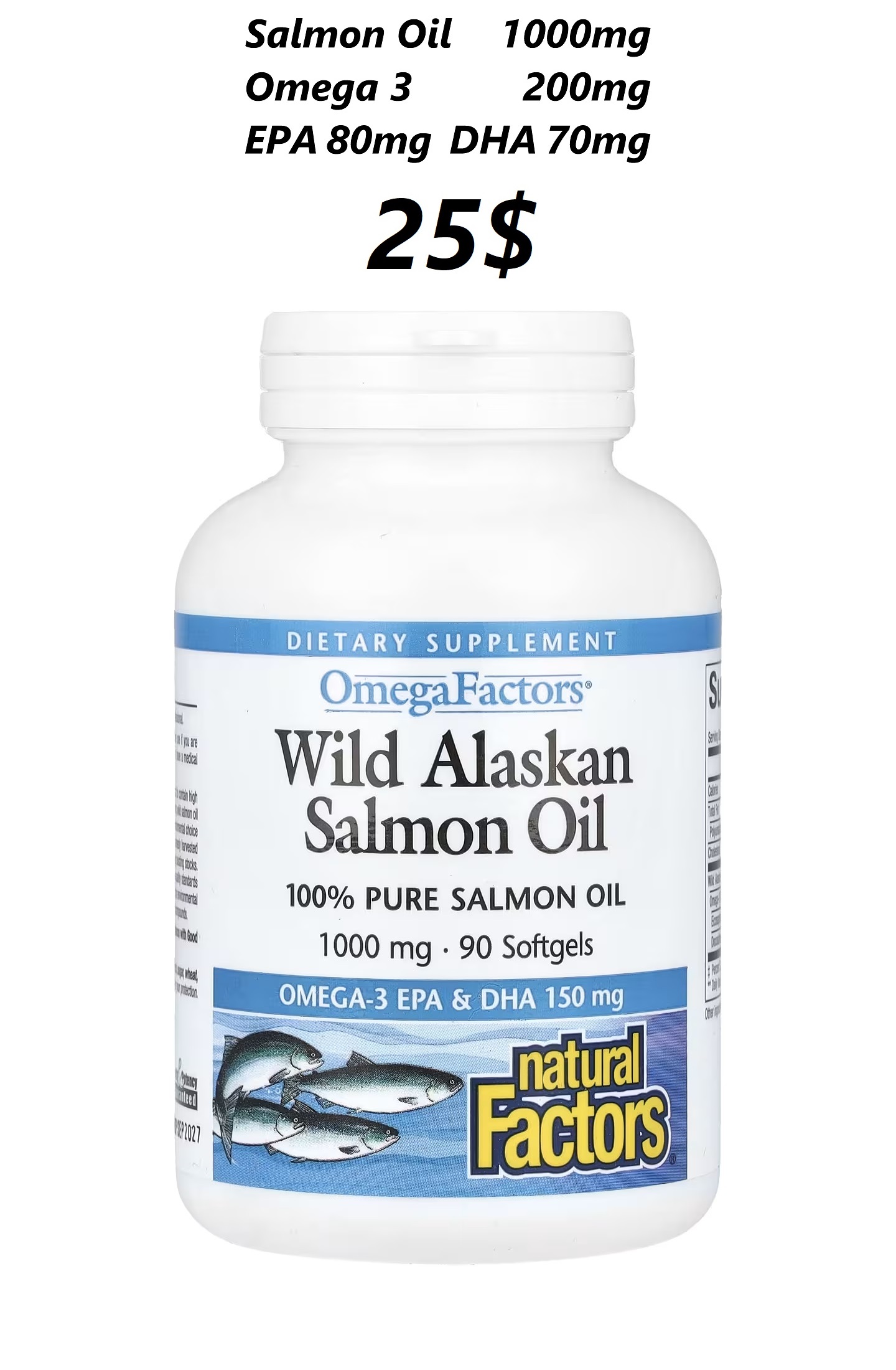 Salmon Oil 1000mg 90' - Natural Factors