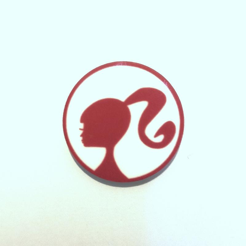 Barbie logo pin badge