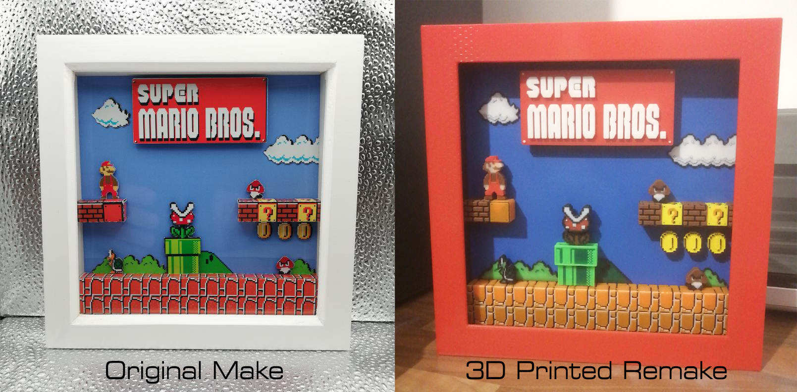 Super Mario Bros 3D Printed Shadow Box