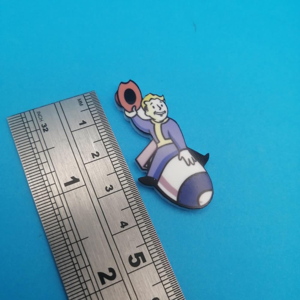 Fallout Vault Boy Mascot Riding Nuke pin badge