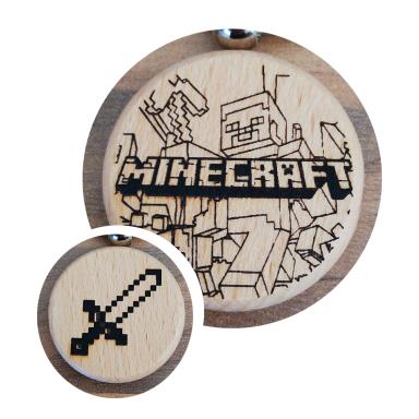 Minecraft laser engraved keyring