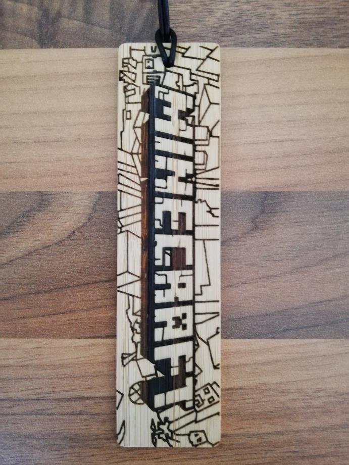 Minecraft laser engraved bookmark