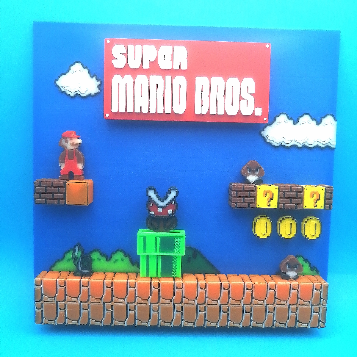 Super Mario Bros 3D Printed Shadow Box