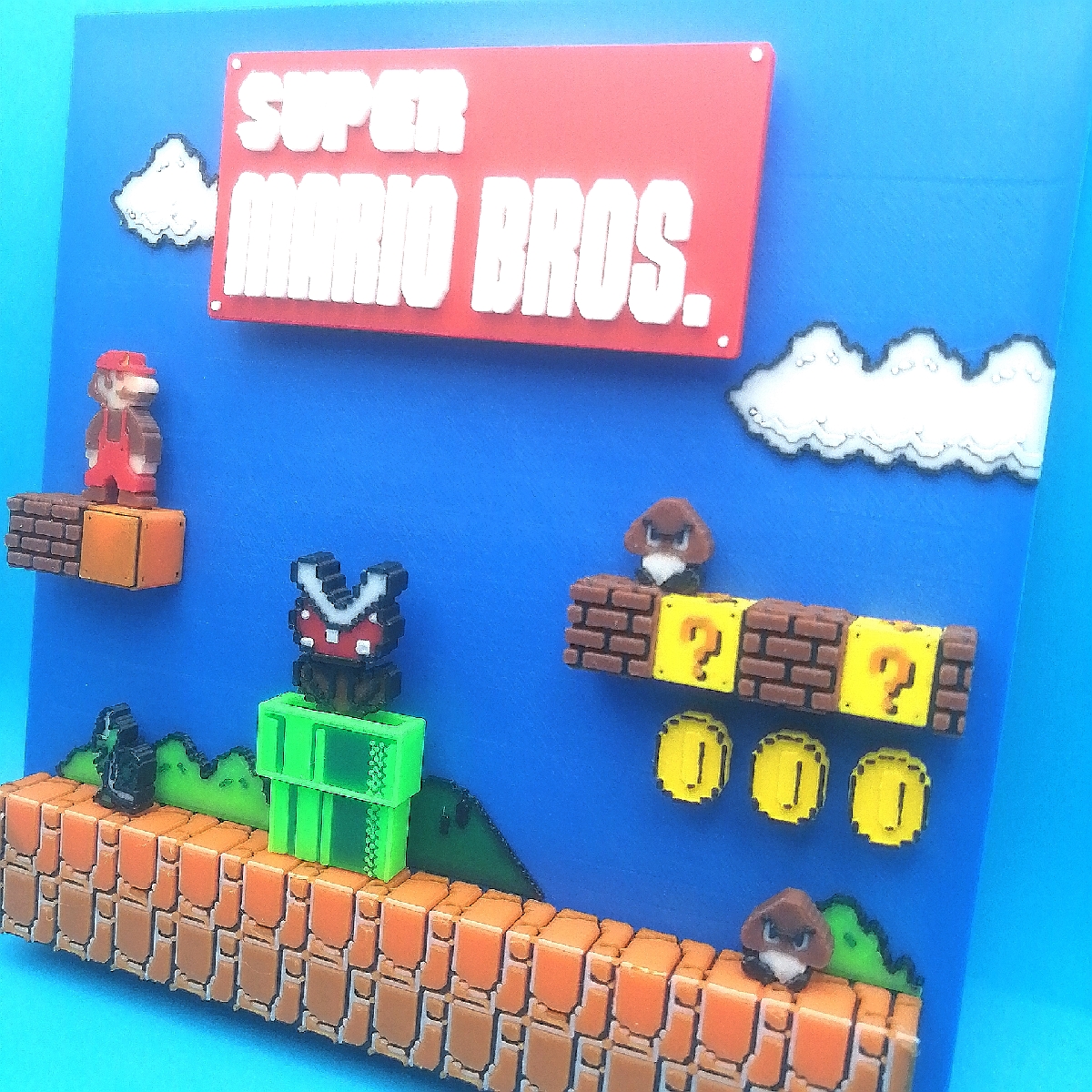 Super Mario Bros 3D Printed Shadow Box