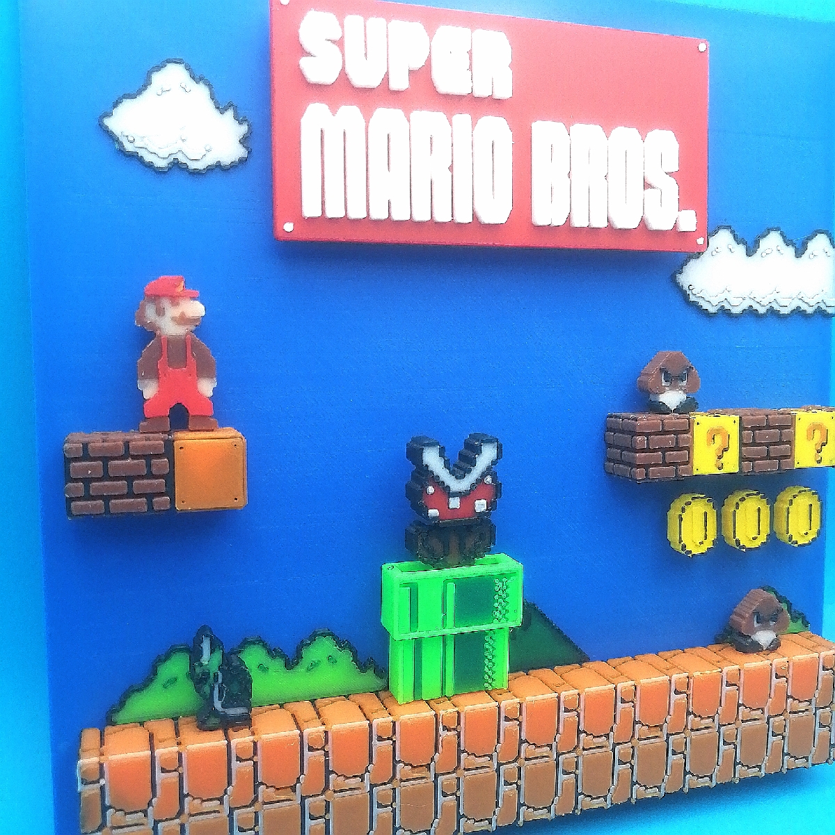 Super Mario Bros 3D Printed Shadow Box