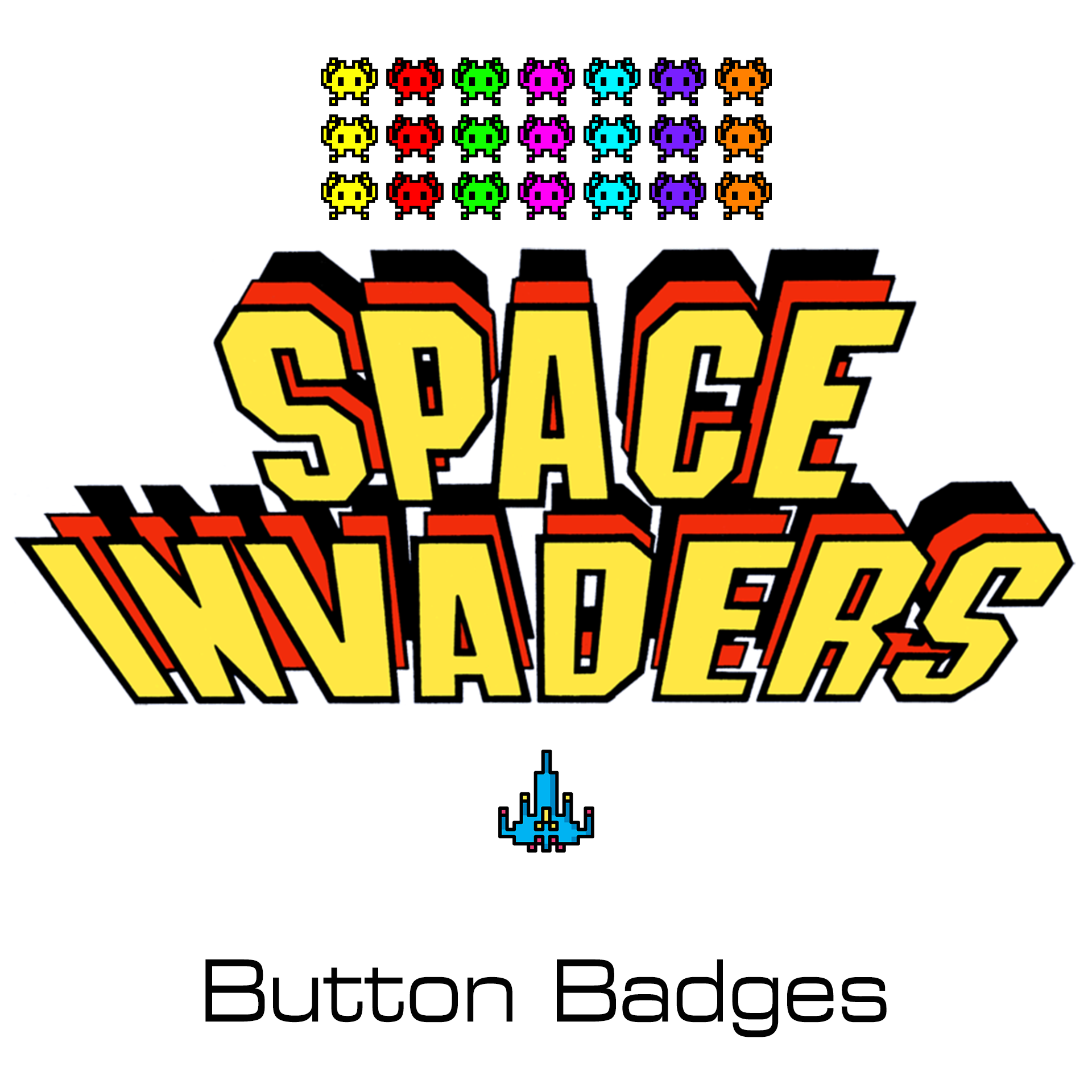 Space Invaders button badges