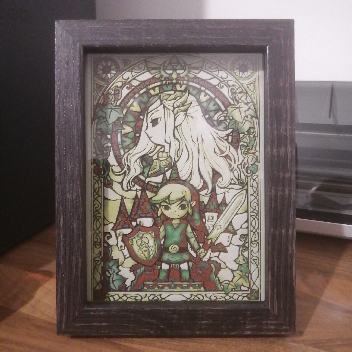 The Legend of Zelda 3D printed stained glass effect image in frame