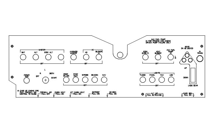 Bonanza A36 panel CAD drawing