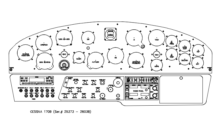 Cessna 170 B panel drawing