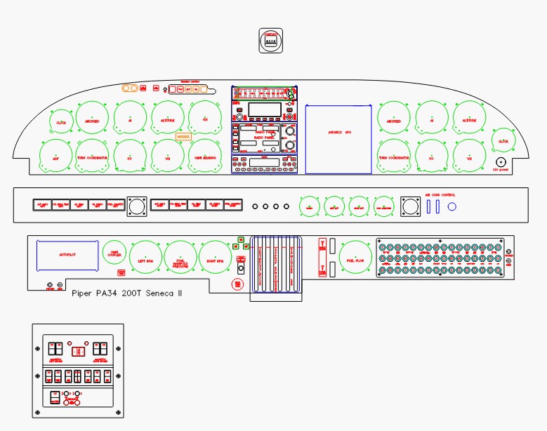PA 34 200T Seneca II CAD drawing