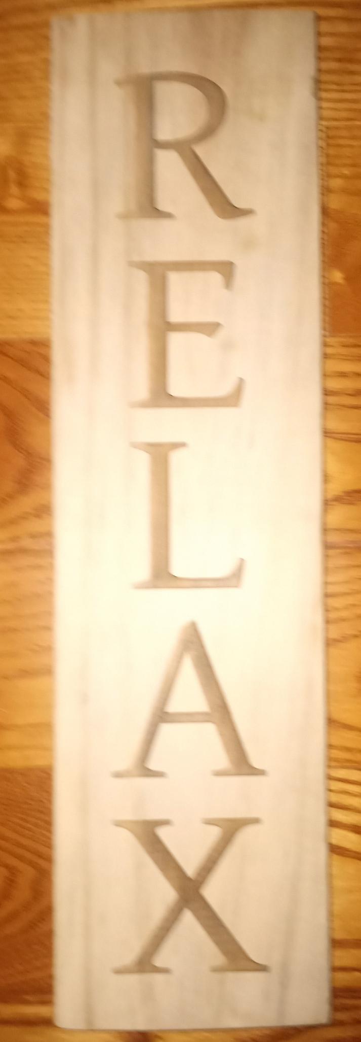 Wooden "RELAX" sign