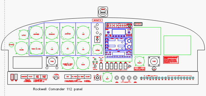 Rockwell Comander 112/114 panel CAD drawing