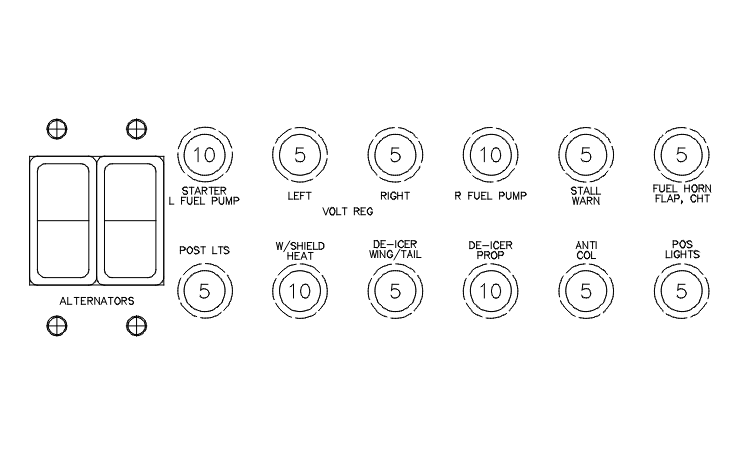 Piper PA 23 Aztec/Apache panel CAD drawing