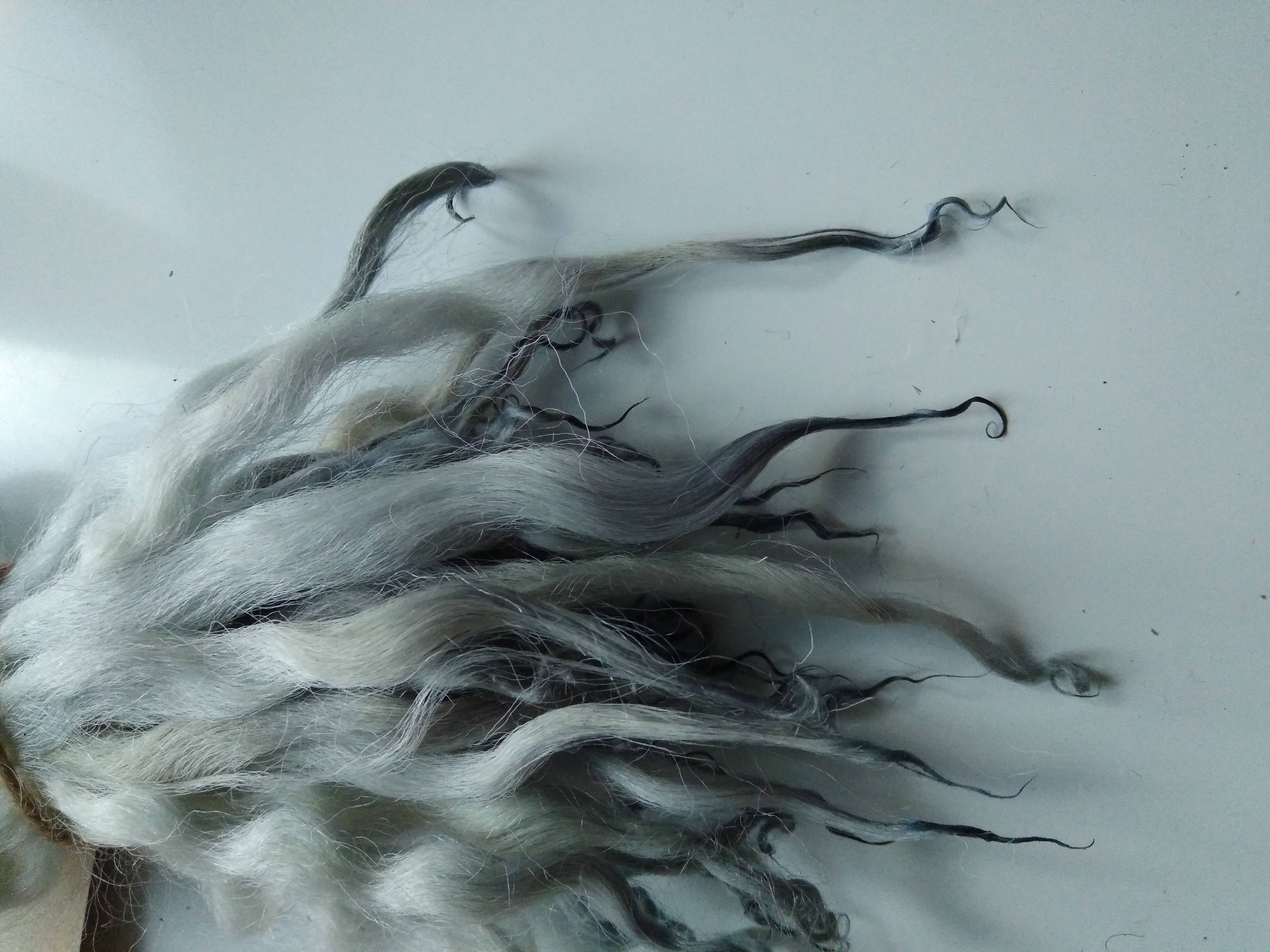 Silvery blue curly wool locks, 10g