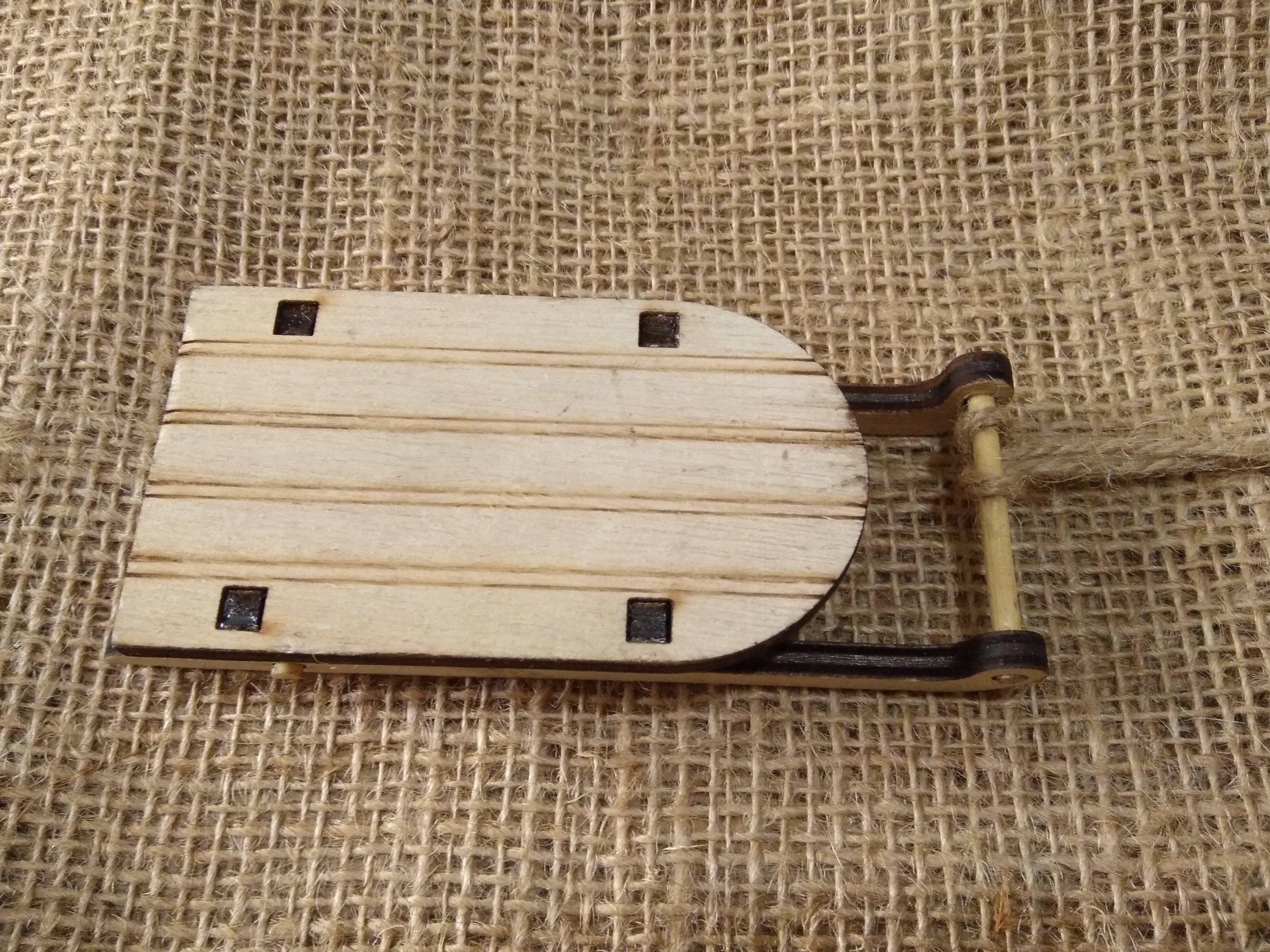 Miniature wood sleigh, sledge, ideal for crafting Christmas scenes