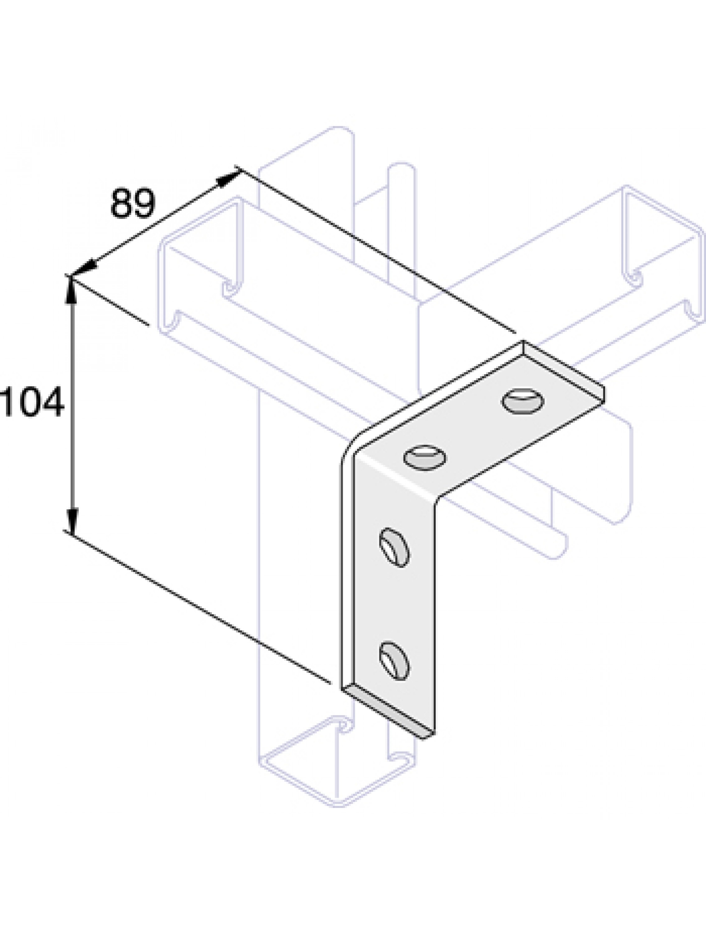 Unistrut 90 Degree Angle Bracket 4 Hole (2x2) Hot Dip Galvanised