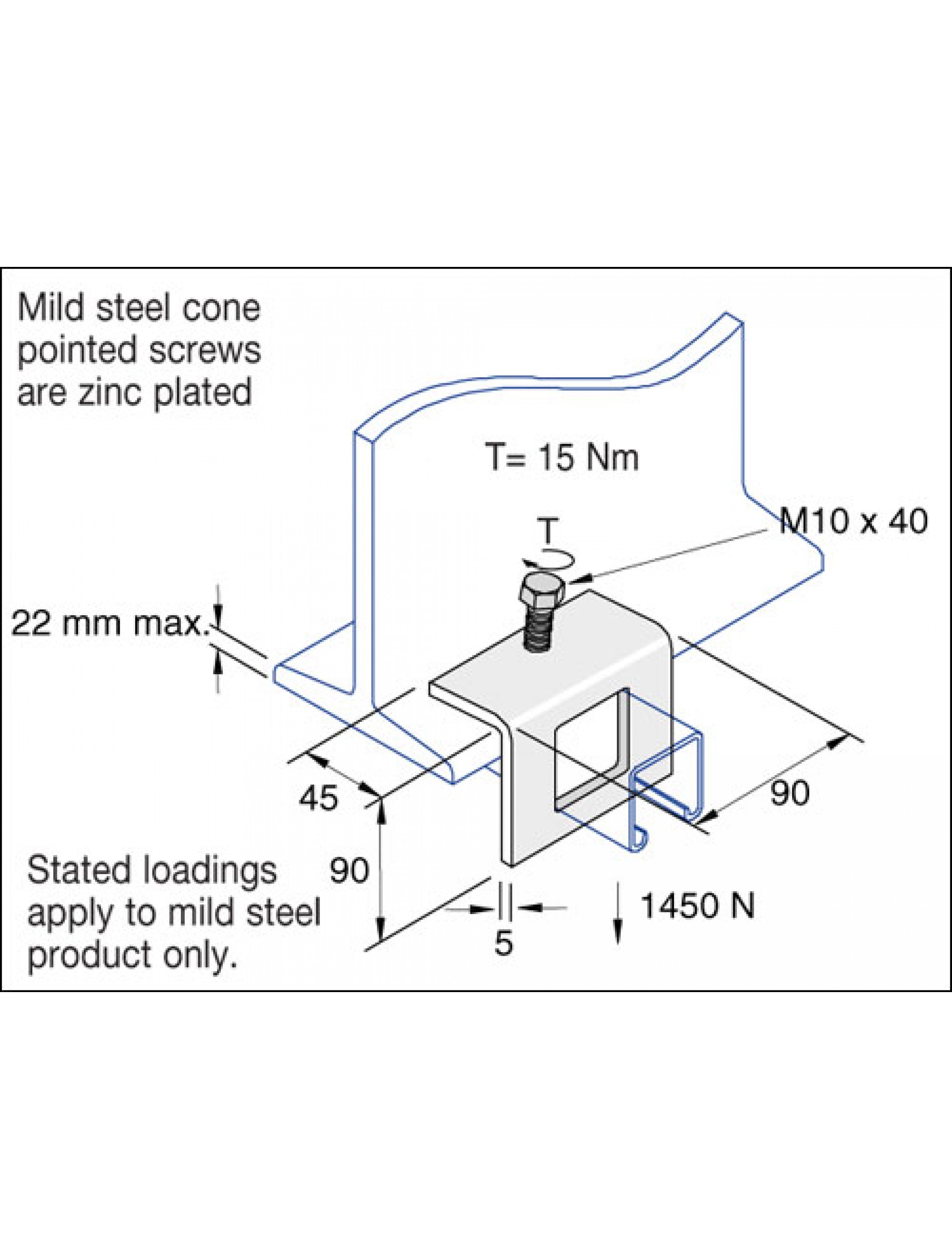 Unistrut Steel Window Bracket Beam Hot Dip Galvanised Clamp 41x41mm Clamp