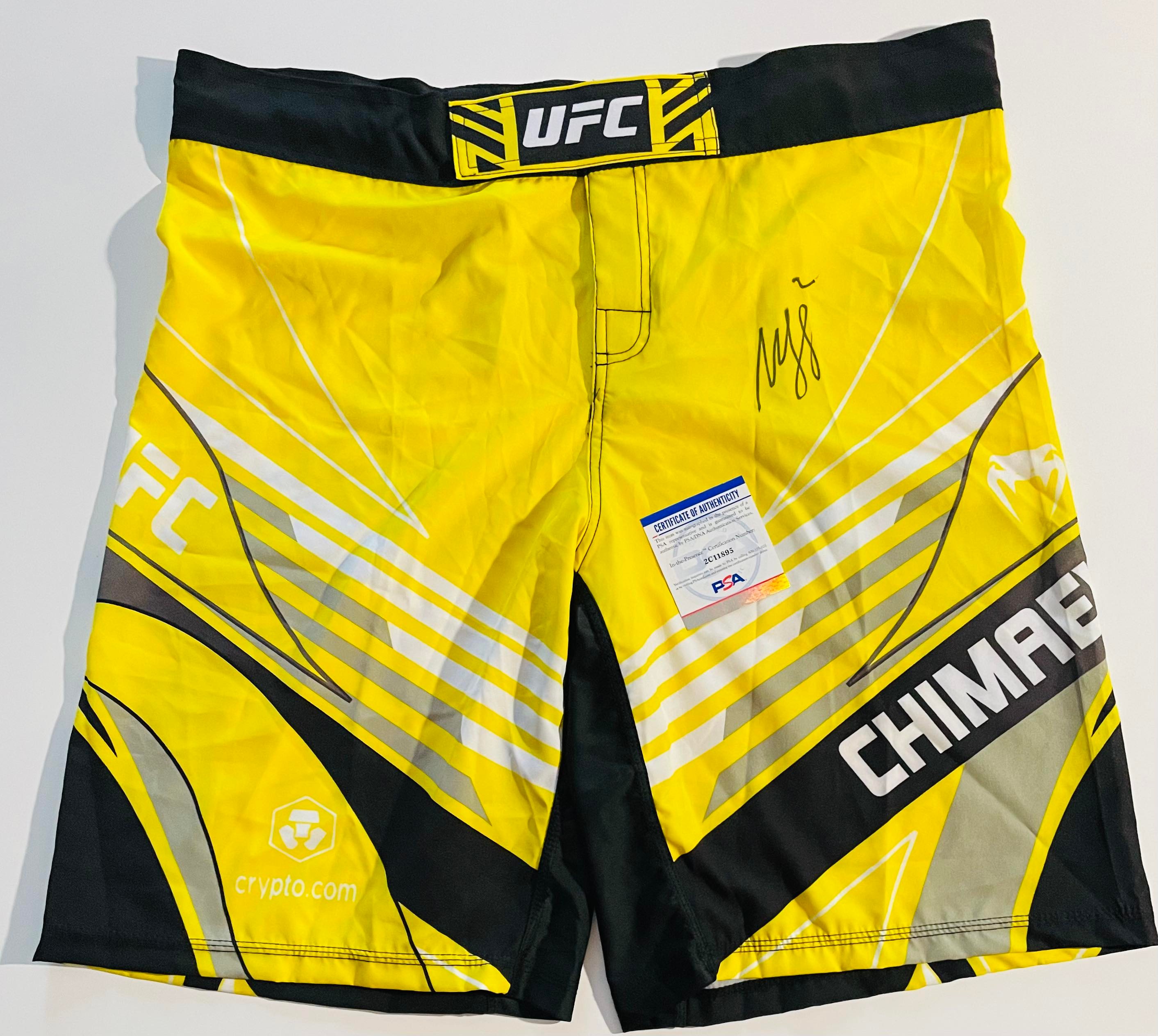 UFC SHORT/TRUNKS YELLOW SIGNED by KHAMZAT 'Borz' CHIMAEV and PSA ...