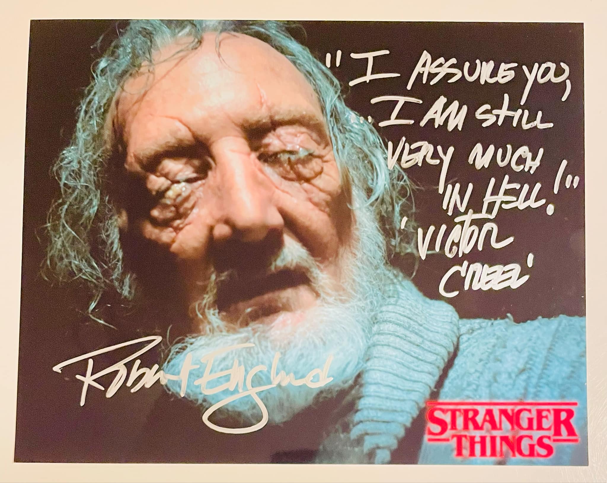 STRANGER THINGS 8x10 SIGNED by ROBERT ENGLUND w/insc and R.ENGLUND COA