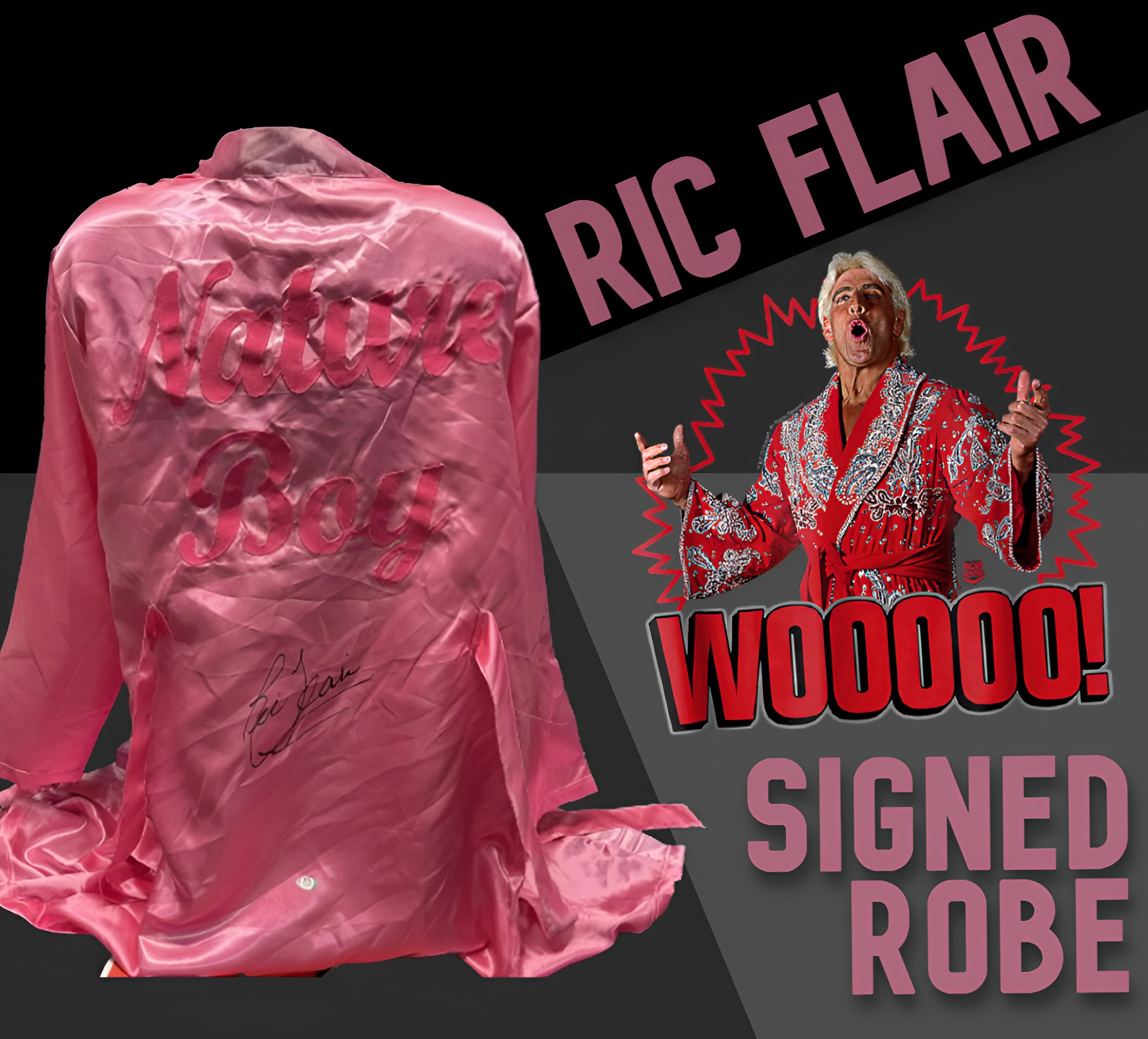 RIC FLAIR SIGNED WWE WWF PINK ROBE & PSA CERTIFIED COA