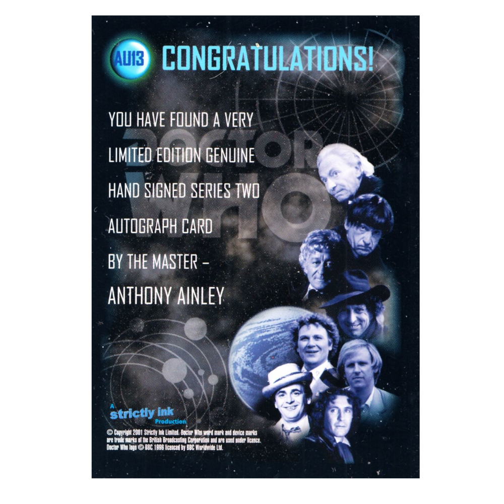 Anthony Ainley Signed The Master Doctor Who Autograph Auto Card AU13