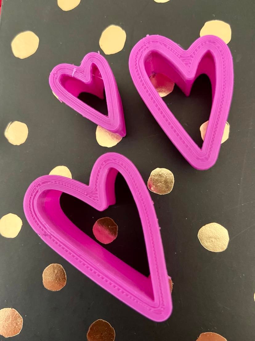 Organic Heart shape cutters set of 3