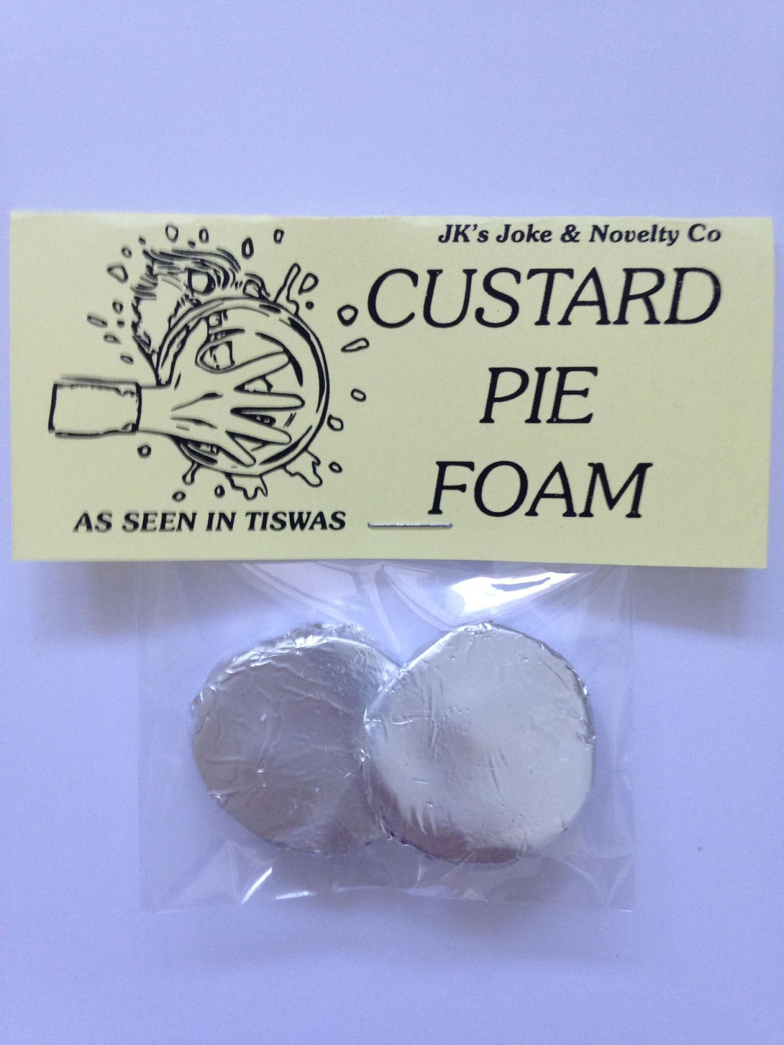 CUSTARD PIE FOAM- for splatting people! Splat Splurge Bubbly Foam Tiswas