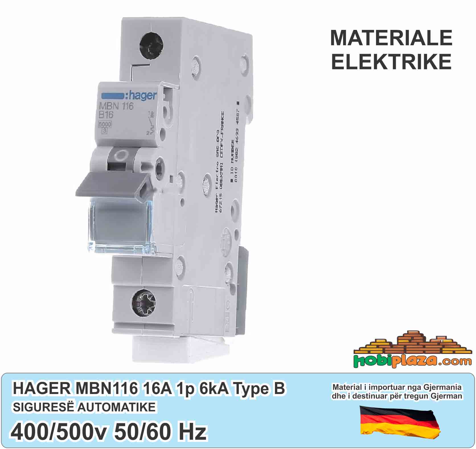 Sigurese Elektrike 16A 1P 6kA, Type B, - Hager MBN116