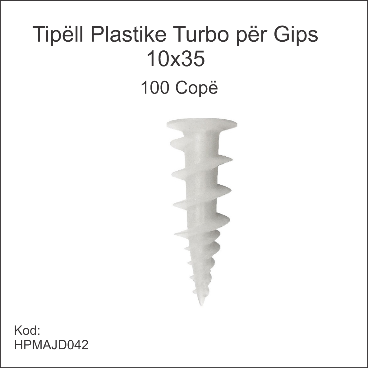 Tipell Plastike Turbo për Gips 10x35 - 100 cp
