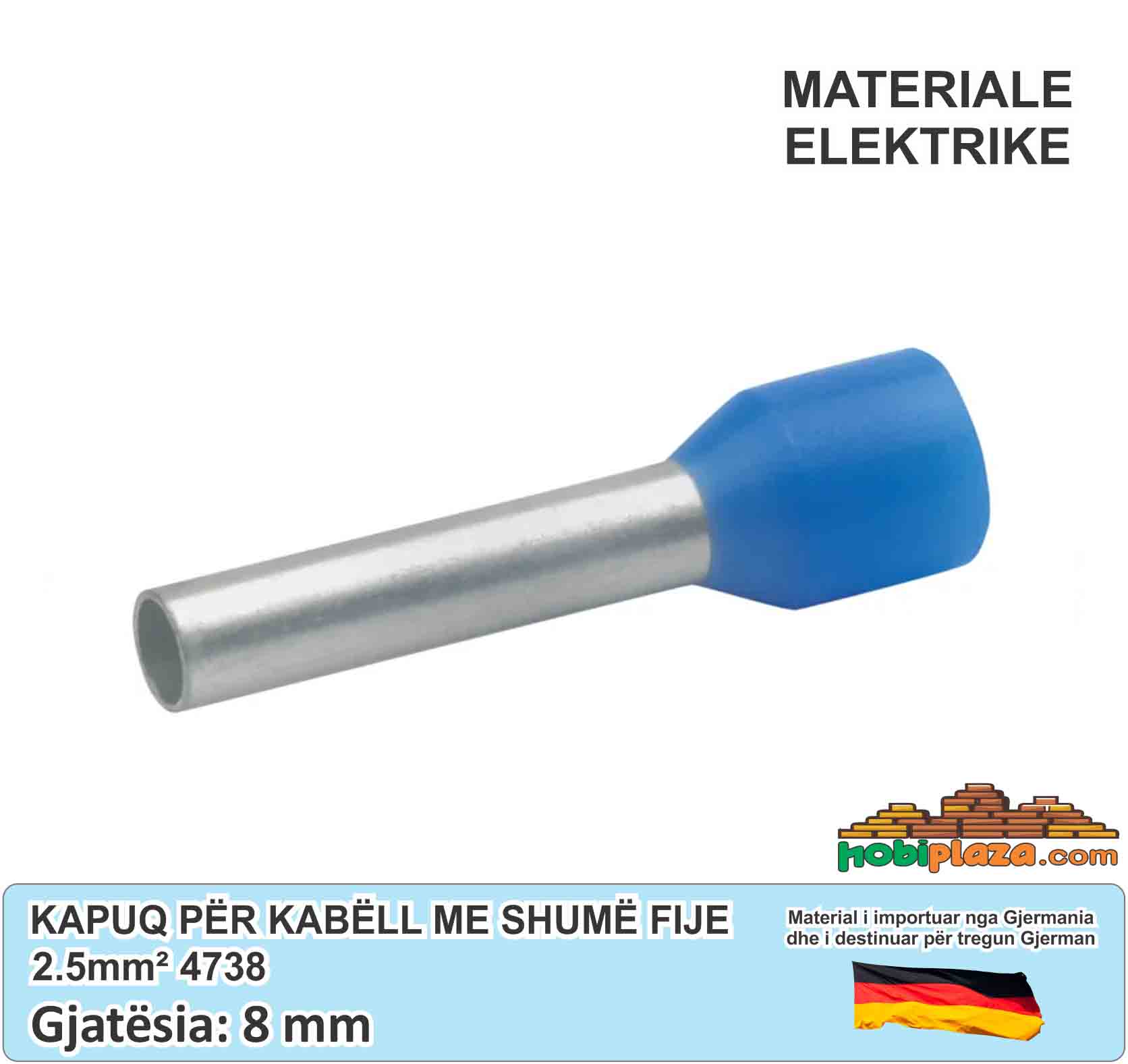 Klauke 4738 kapuq, Terminal fundor 2,5 mm² 8 mm, e Izoluar, 100 Copë ...