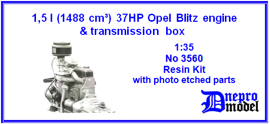 1,5 l 1488 cm3 37HP Opel Blitz engine & transmissions box 1/35