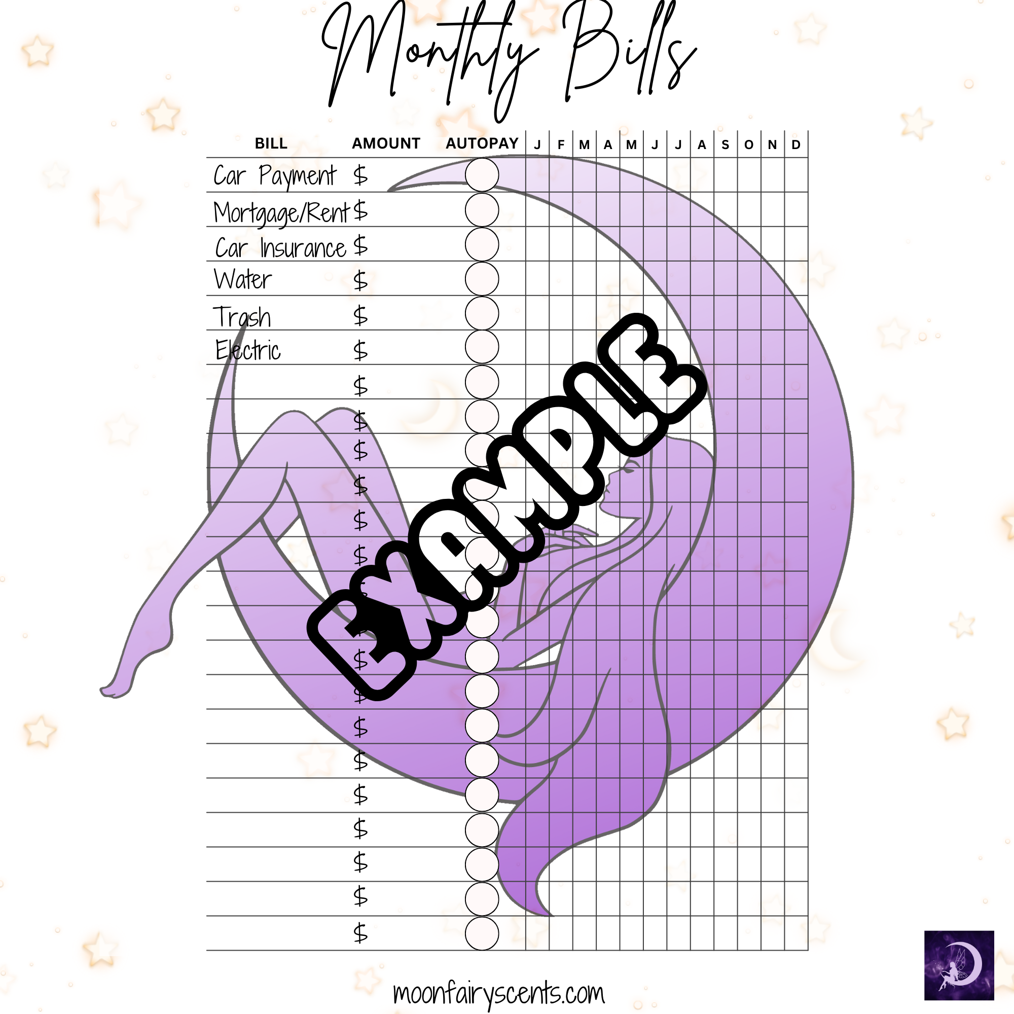Customizable Monthly Bills Tracker Printable | Budget Planner Page