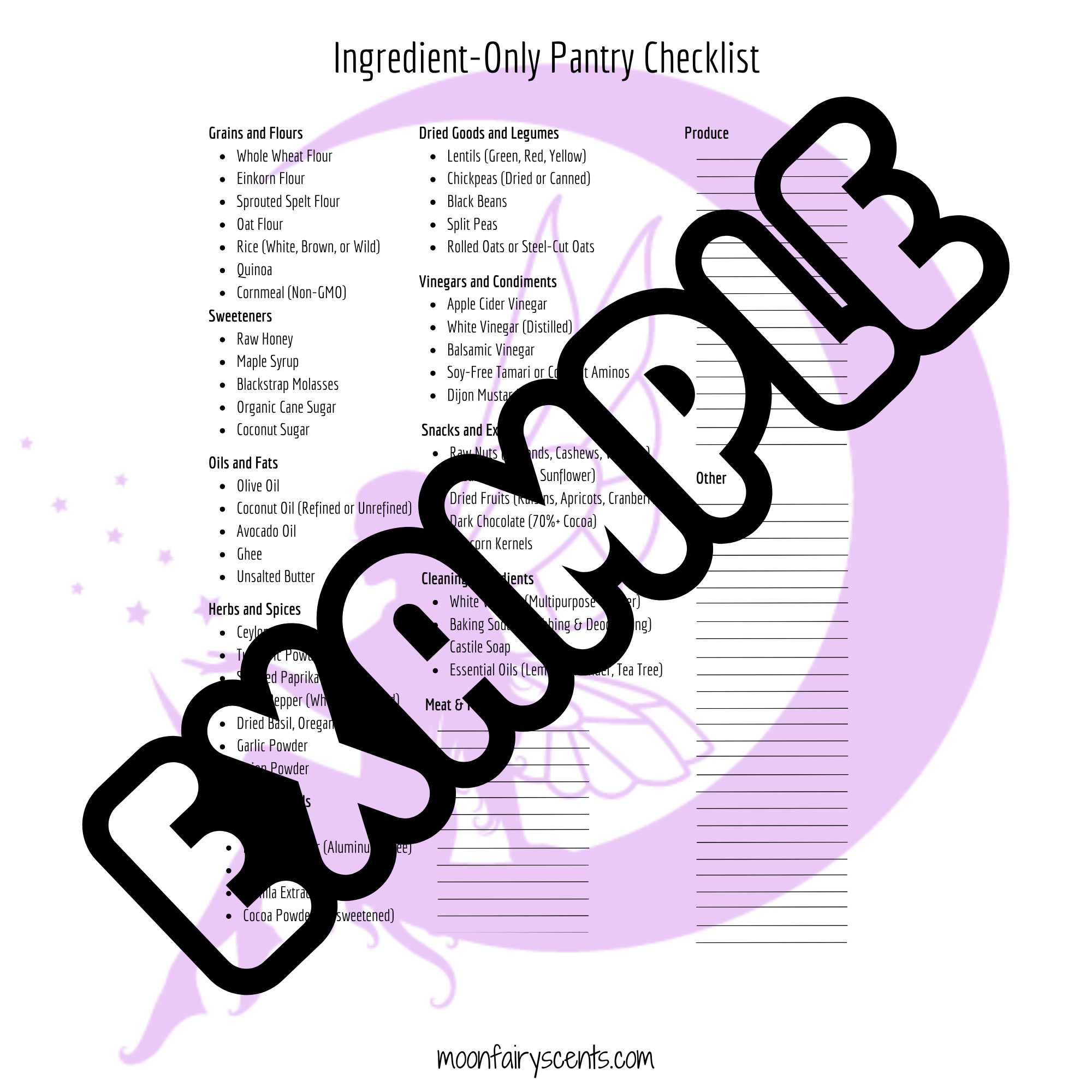 Ingredient-Only Pantry Checklist